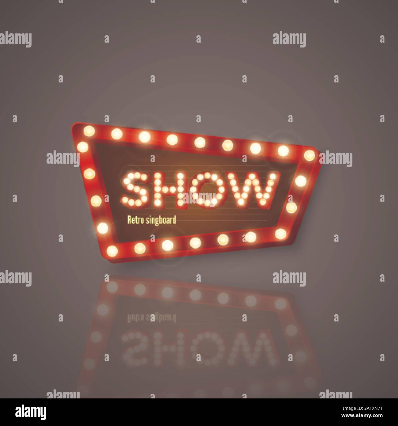 Retro Sign. Signboard with shiny lights and reflection. Show ...