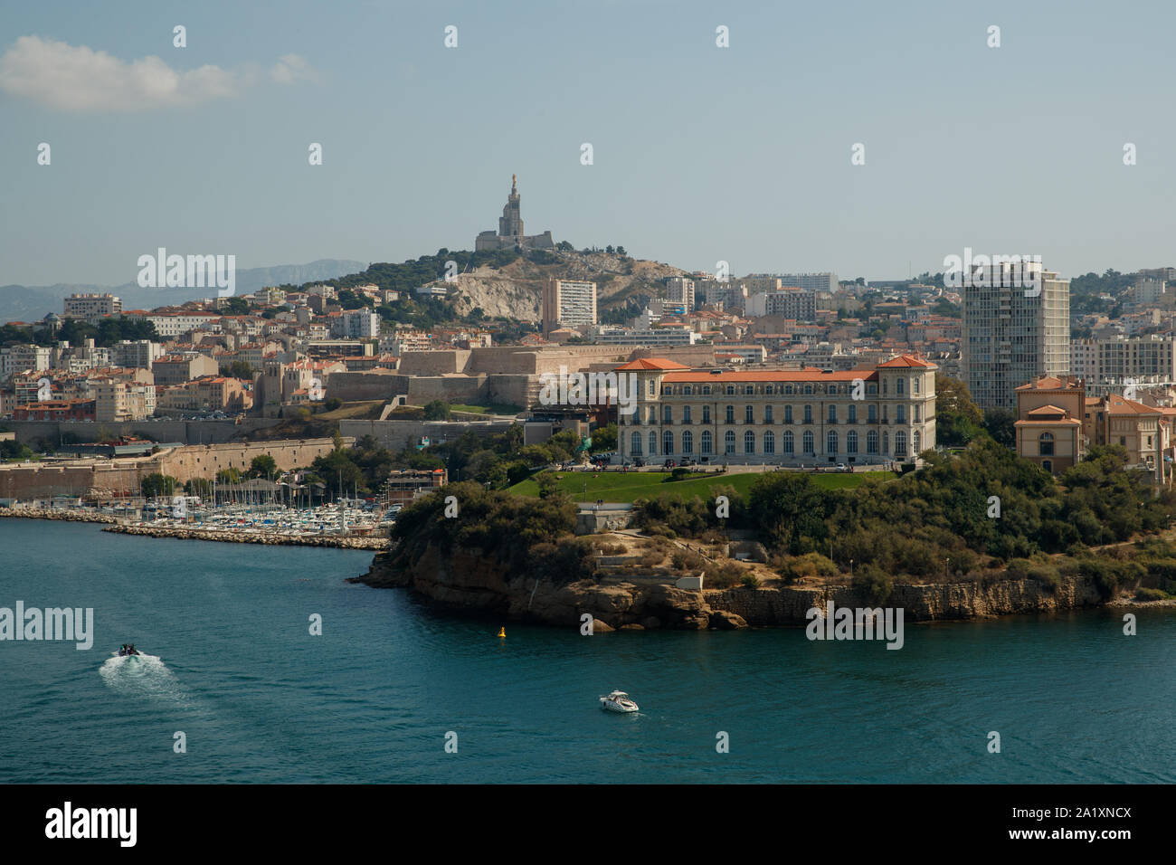 General View of Pharo Palace, the Notre-Dame de la Garde Basilica and ...