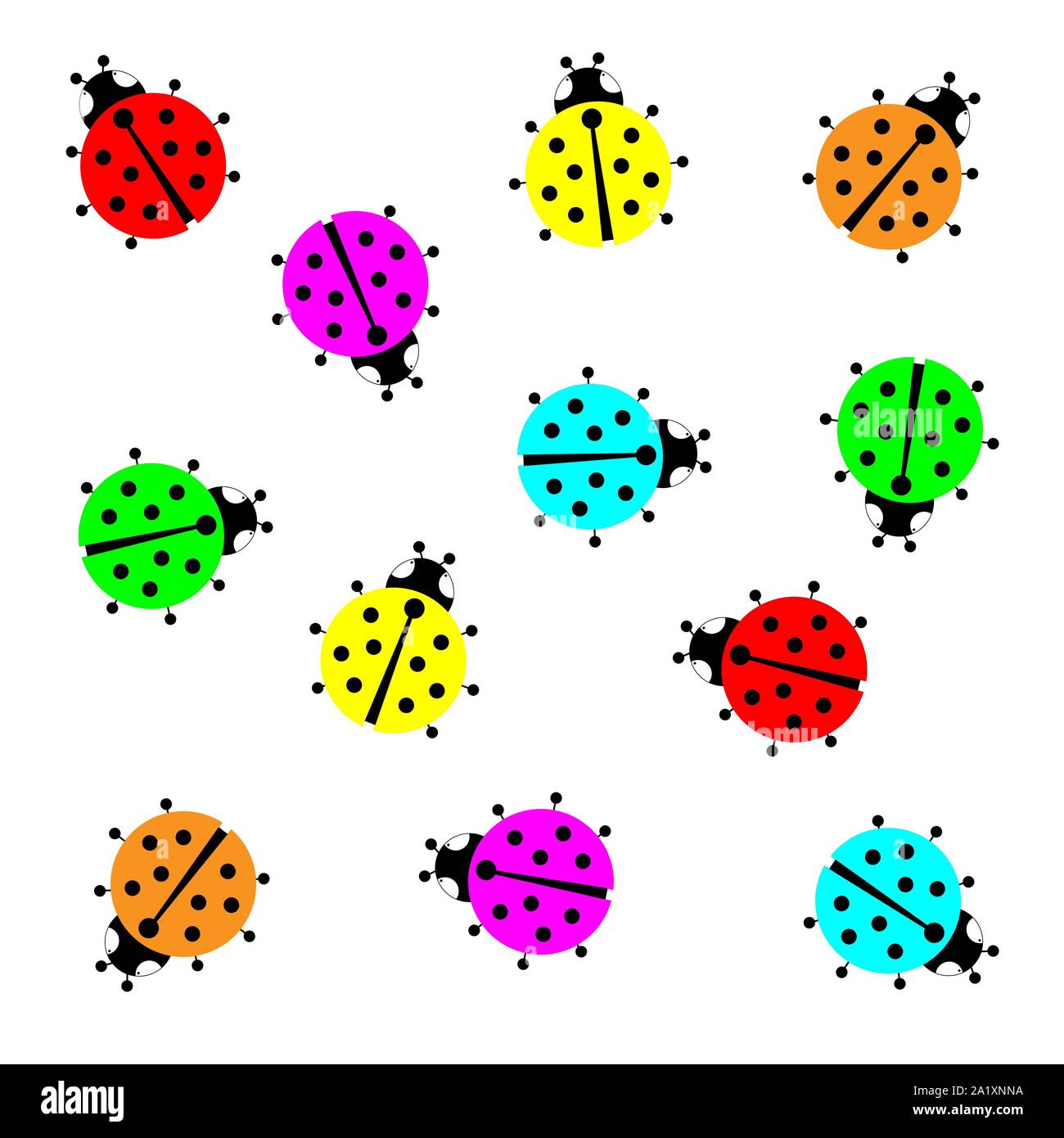 Funny multi-colored ladybugs on a white background. Vector illustration ...