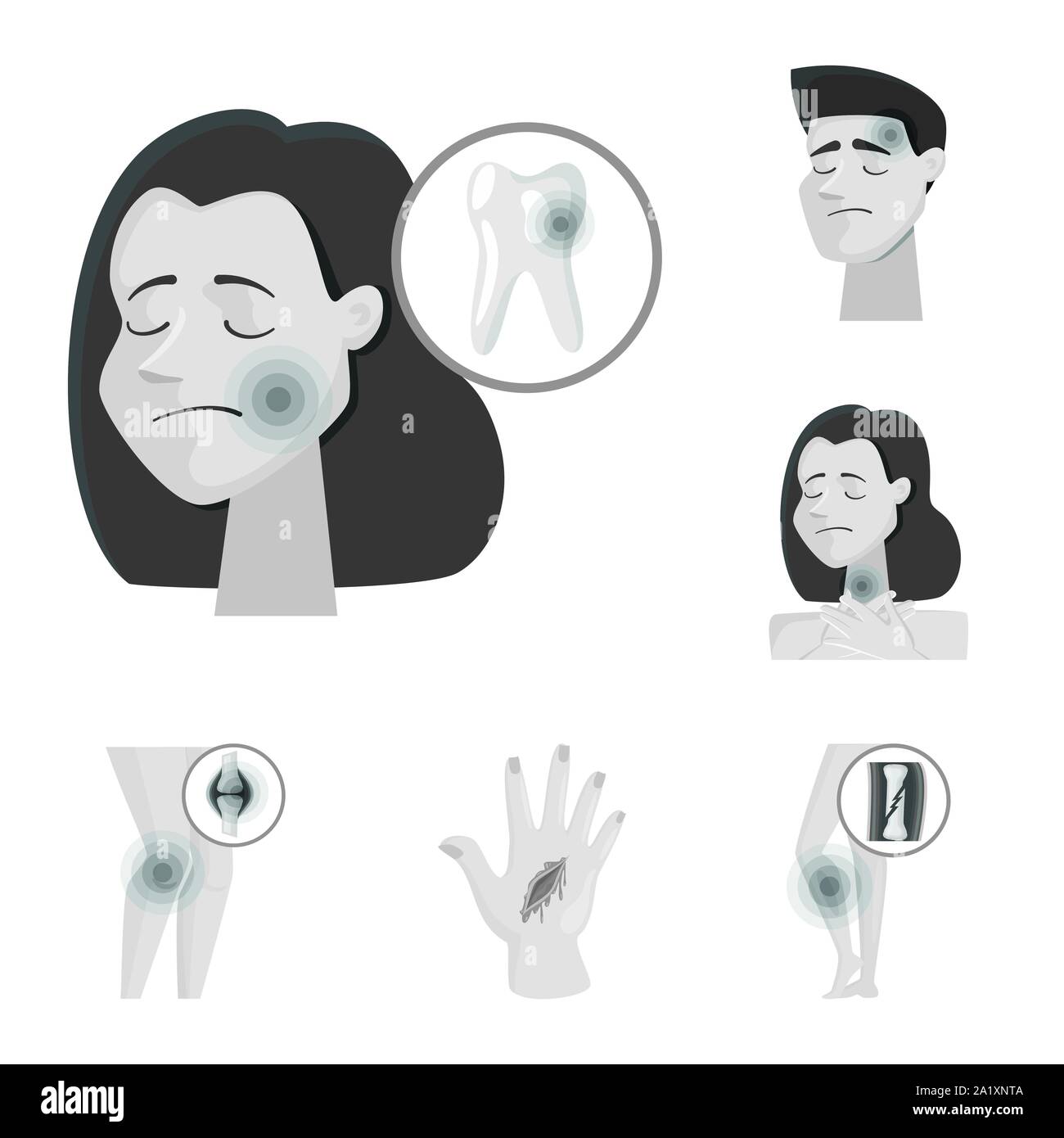 Vector design of suffering and injury logo. Collection of suffering and ...