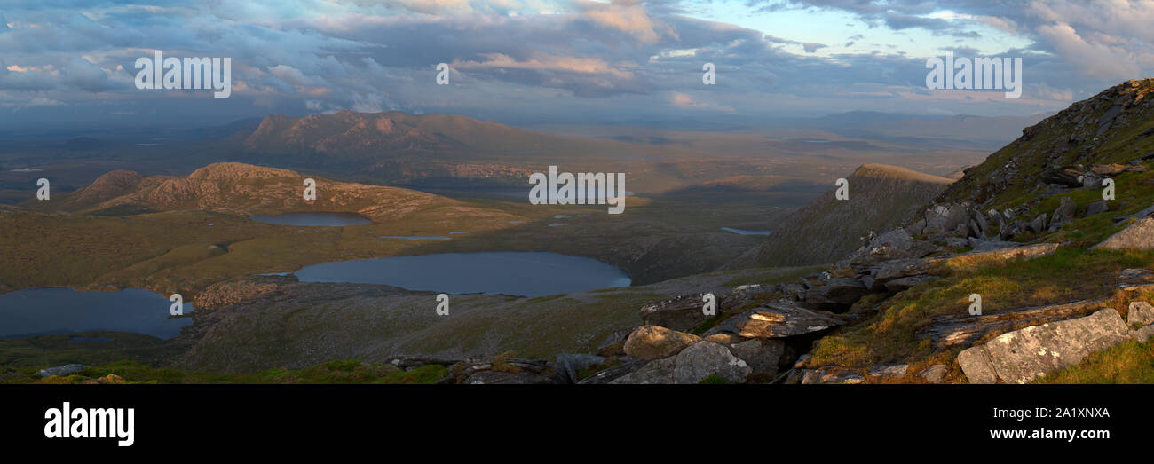 Panoramic view from Ben Hope looking towards Ben Loyal, Sutherland ...