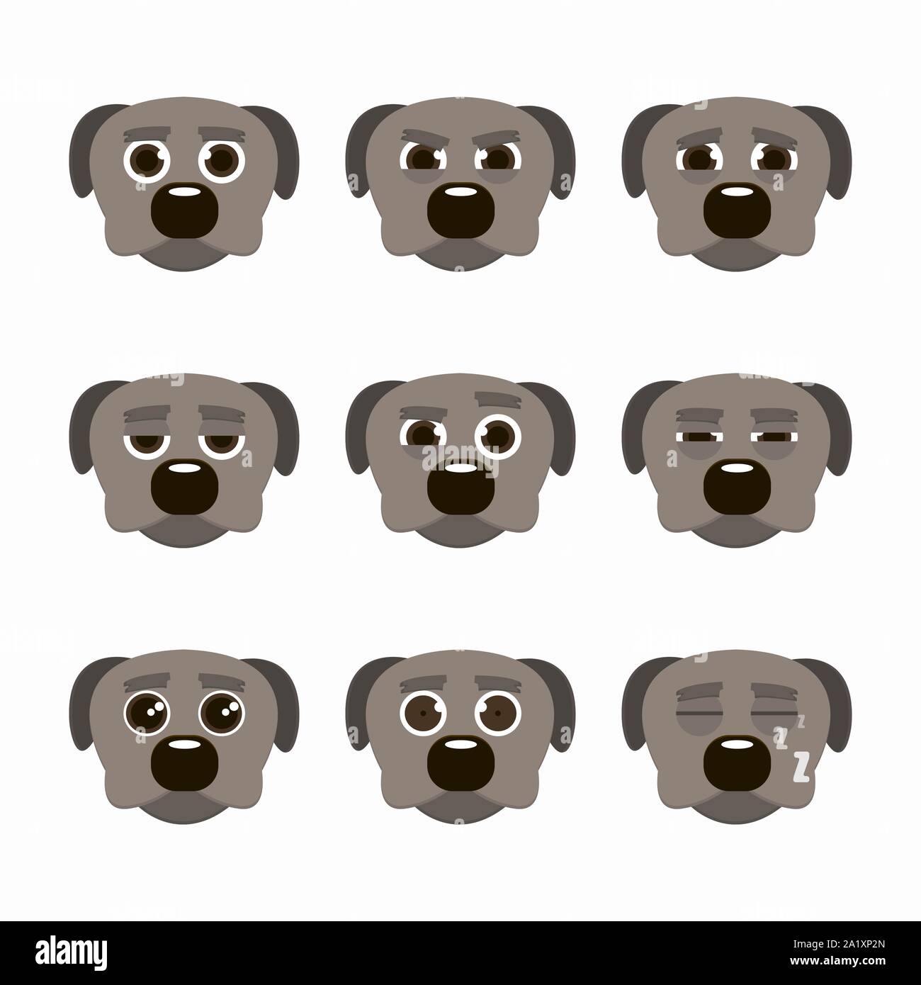 Set of cute dog emoticons. Vector illustration Stock Vector Image & Art ...
