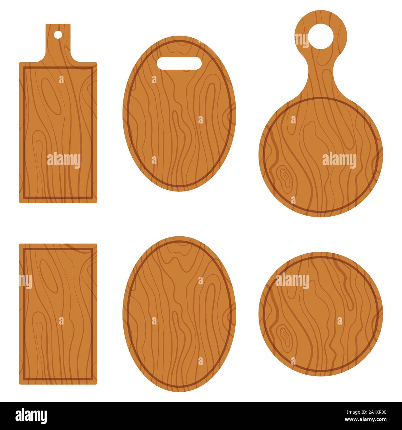 Flat design vector illustration set of empty wooden texture cutting and ...