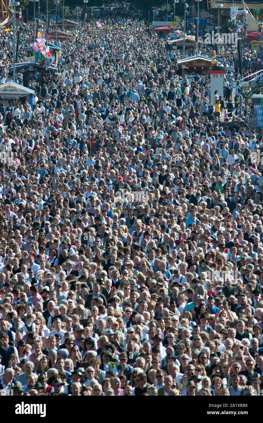 Crowd of people seen out of the eyes of the Bavaria Statue at the ...