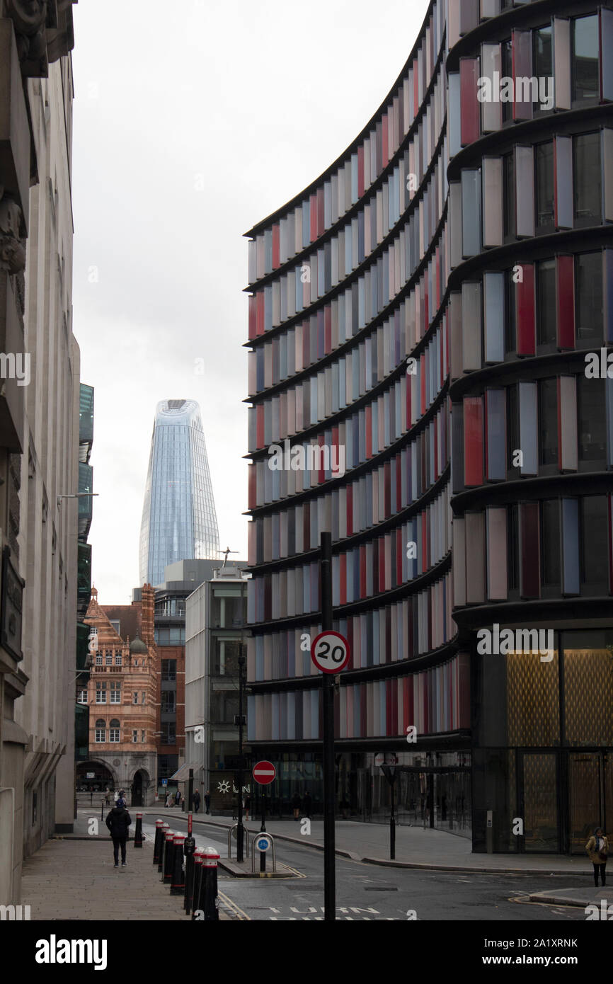 A central London street - Old Bailey - with a mix of old and modern ...