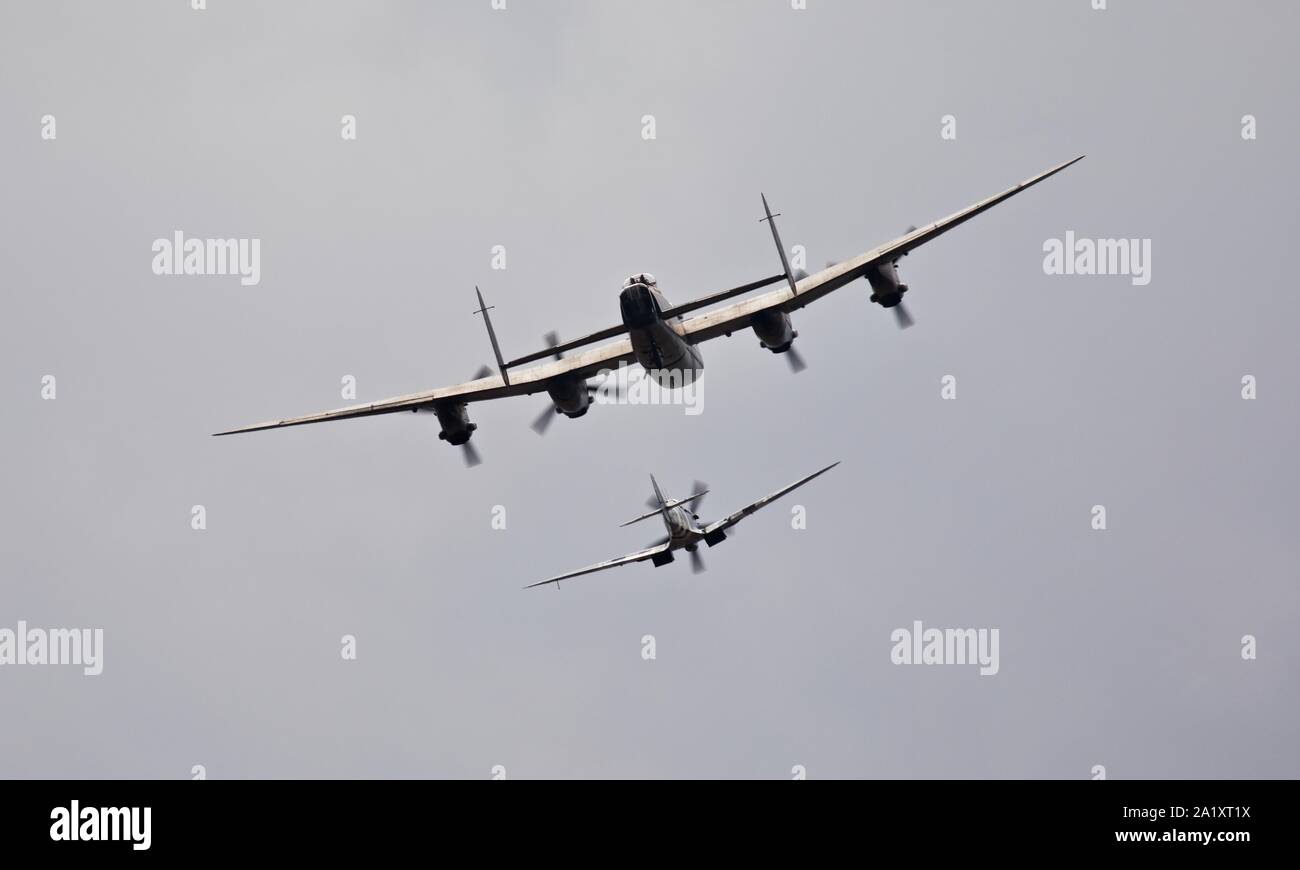 Battle of Britain Memorial Flight (BBMF) Avro Lancaster (PA474) flying ...