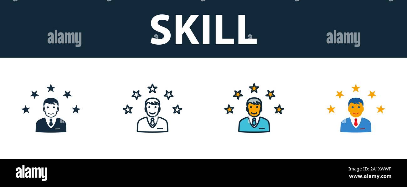 Skill icon set. Premium symbol in different styles from productivity ...