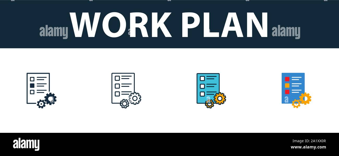 Work Plan icon set. Premium symbol in different styles from ...