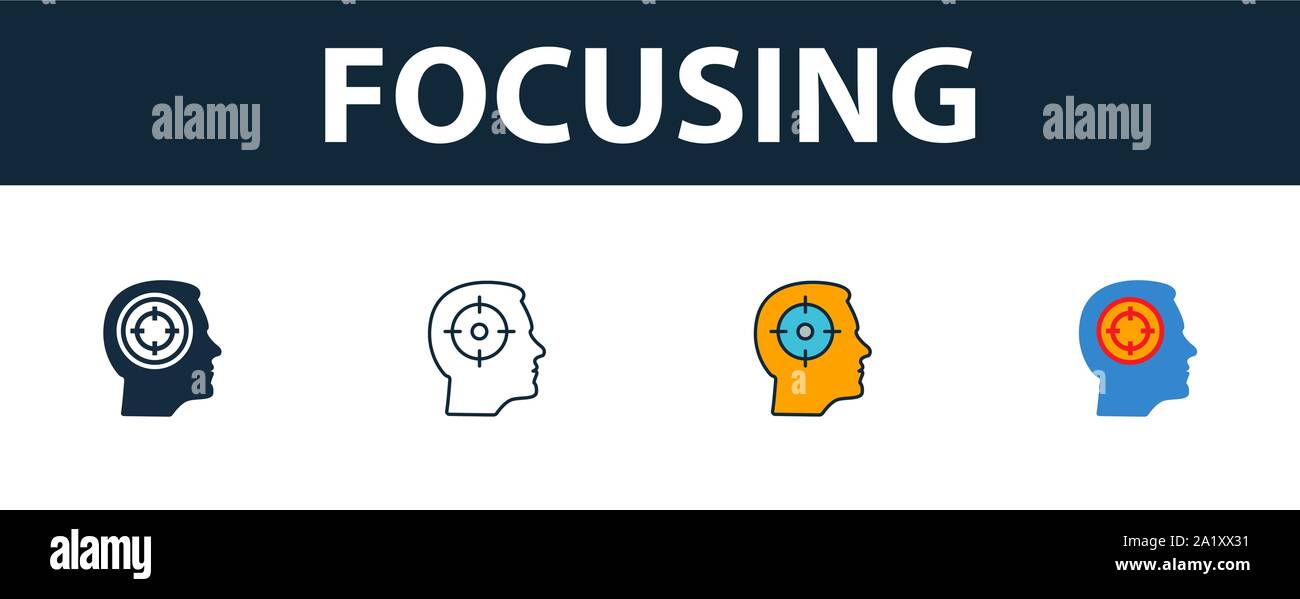 Focusing icon set. Premium symbol in different styles from productivity ...