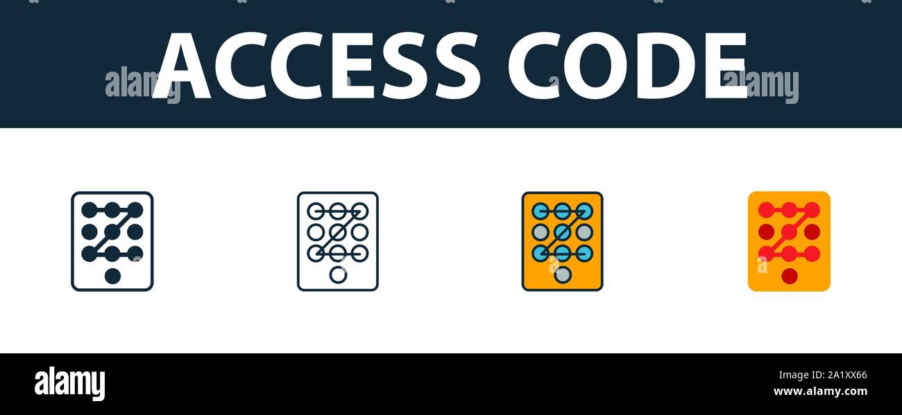 Access Code icon set. Premium symbol in different styles from security ...