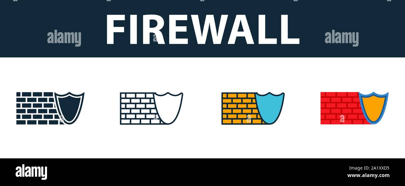 Firewall icon set. Premium symbol in different styles from security icons collection. Creative ...