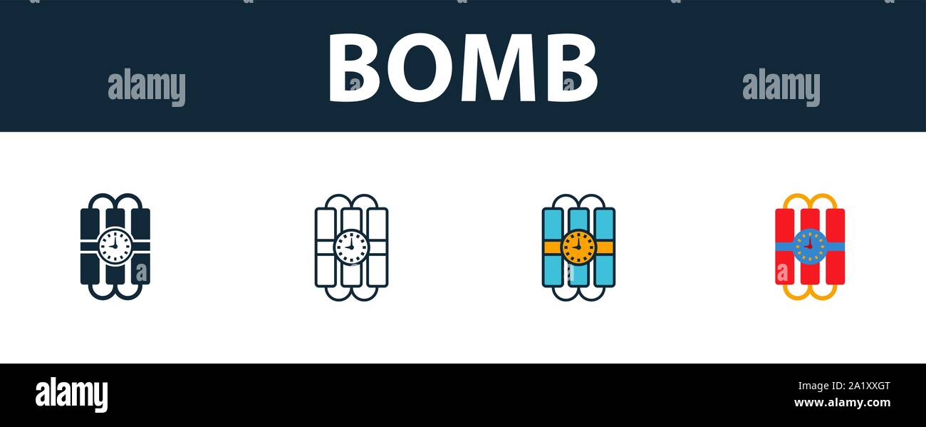 Bomb icon set. Premium symbol in different styles from security icons ...