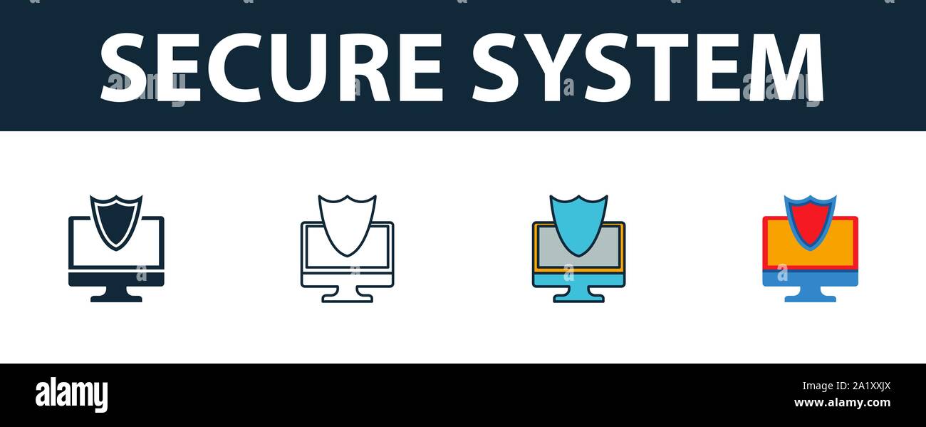 Secure System icon set. Premium symbol in different styles from ...