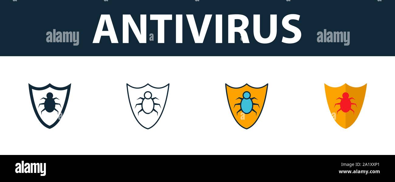 Antivirus icon set. Premium symbol in different styles from security ...