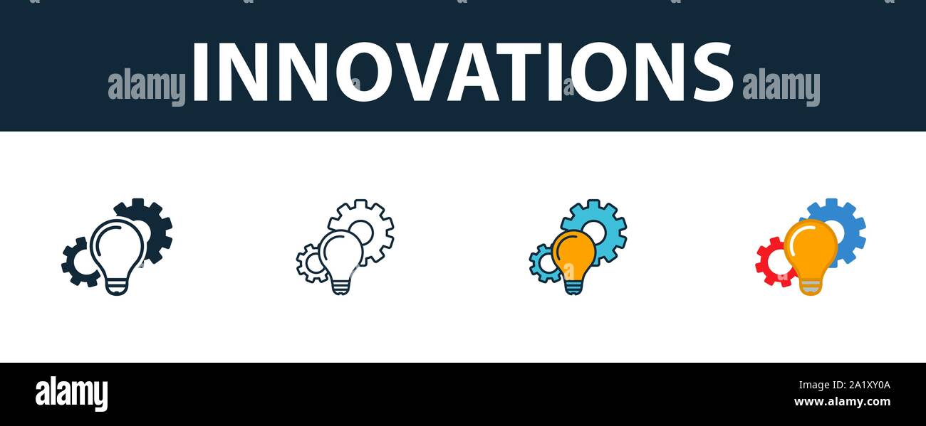 Innovations icon set. Premium symbol in different styles from startup icons collection. Creative ...