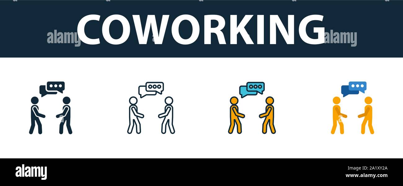 Coworking icon set. Premium symbol in different styles from startup ...