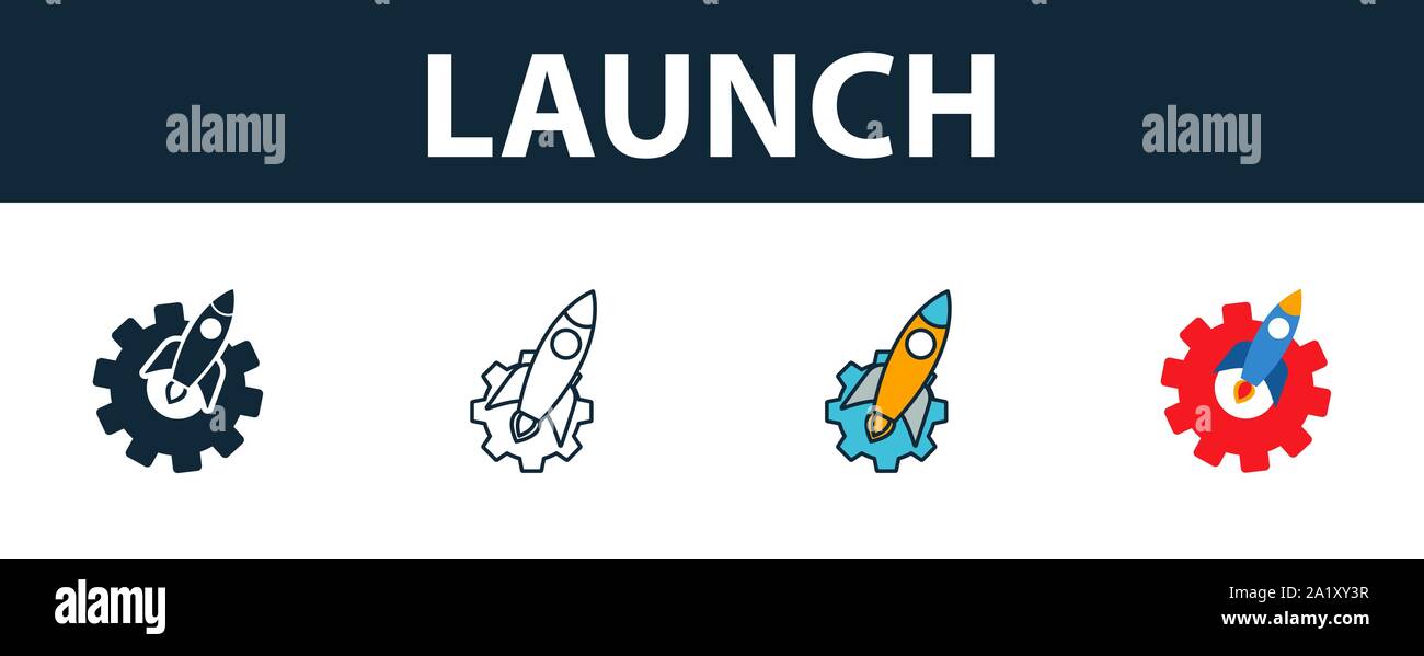 Launch icon set. Premium symbol in different styles from startup icons ...