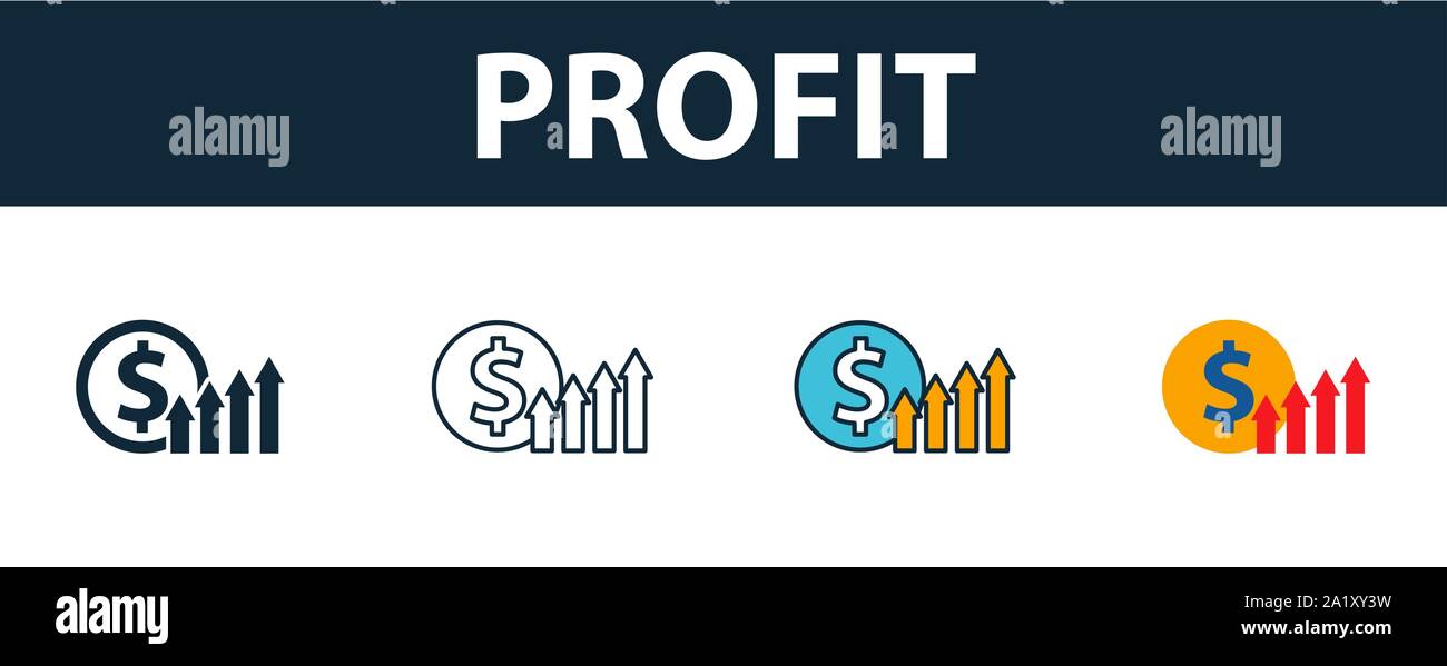 Profit icon set. Premium symbol in different styles from startup icons ...
