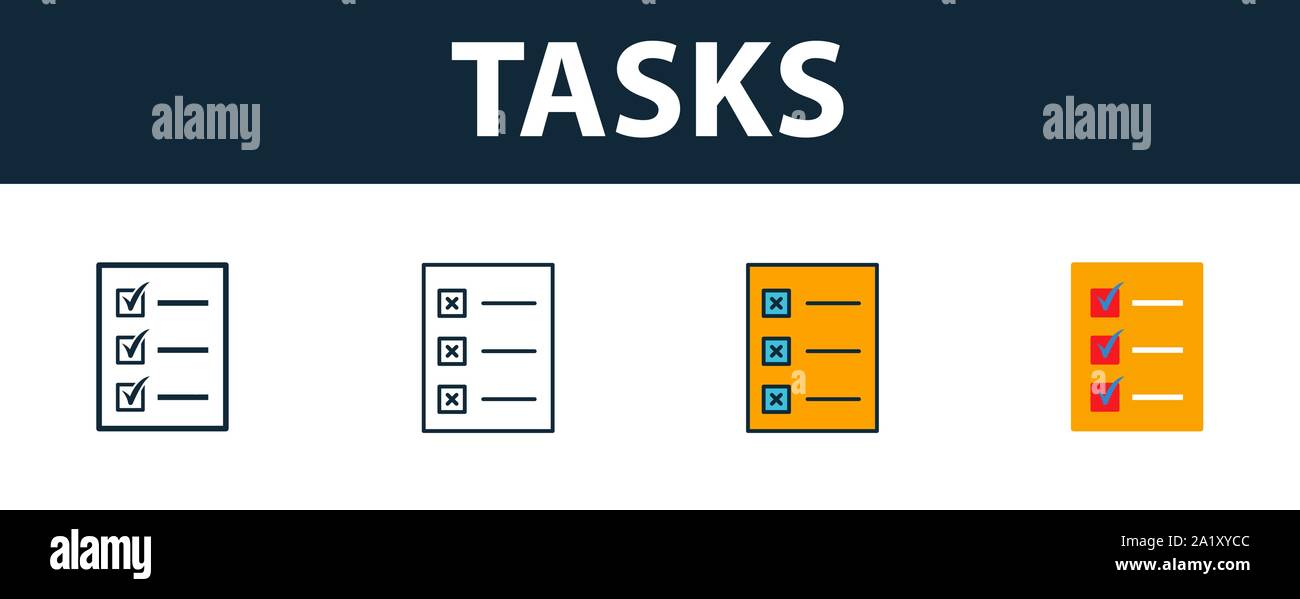 Tasks icon set. Premium symbol in different styles from startup icons ...