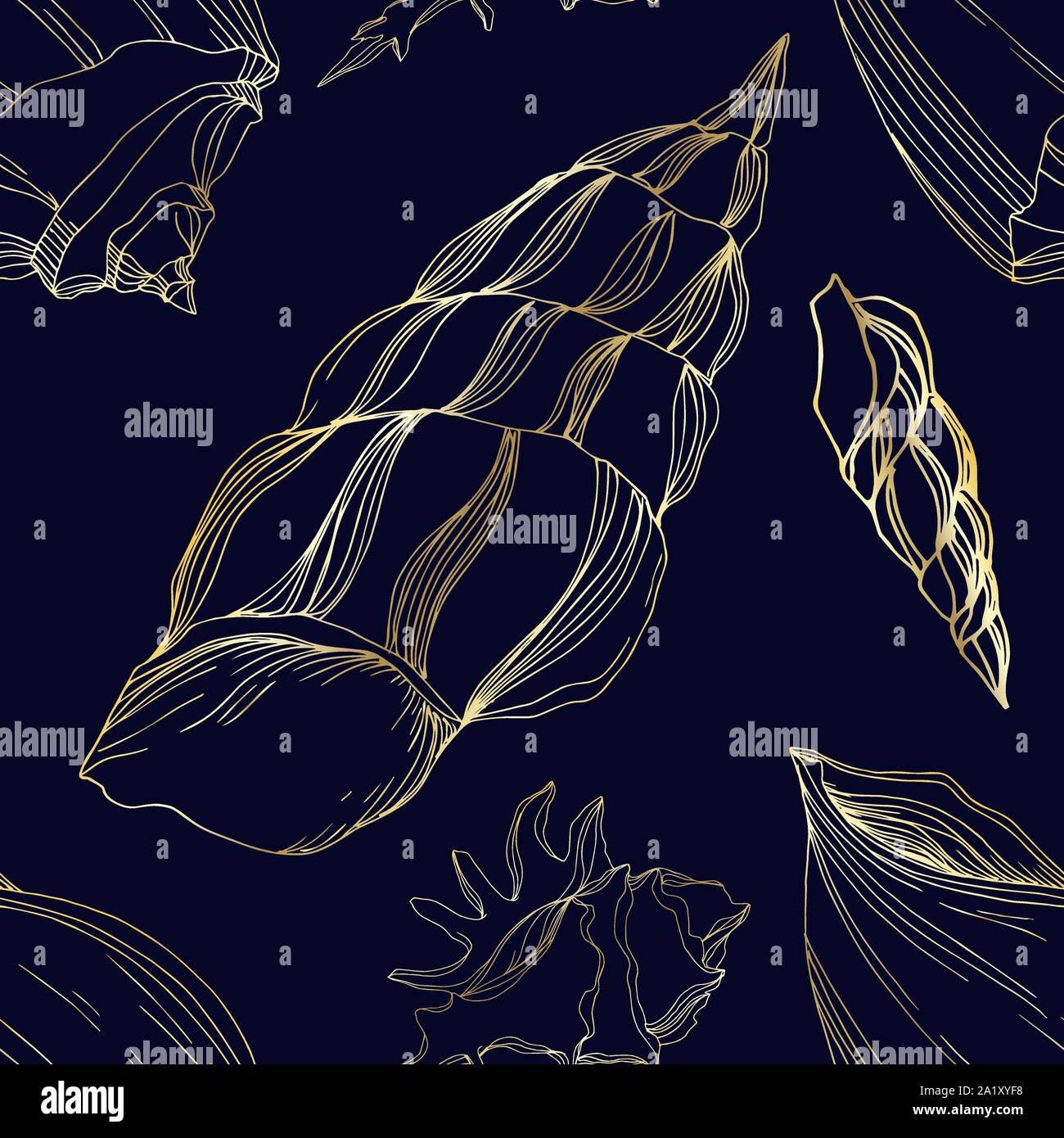 Vector Summer beach seashell tropical elements. Brown beige Engraved ...