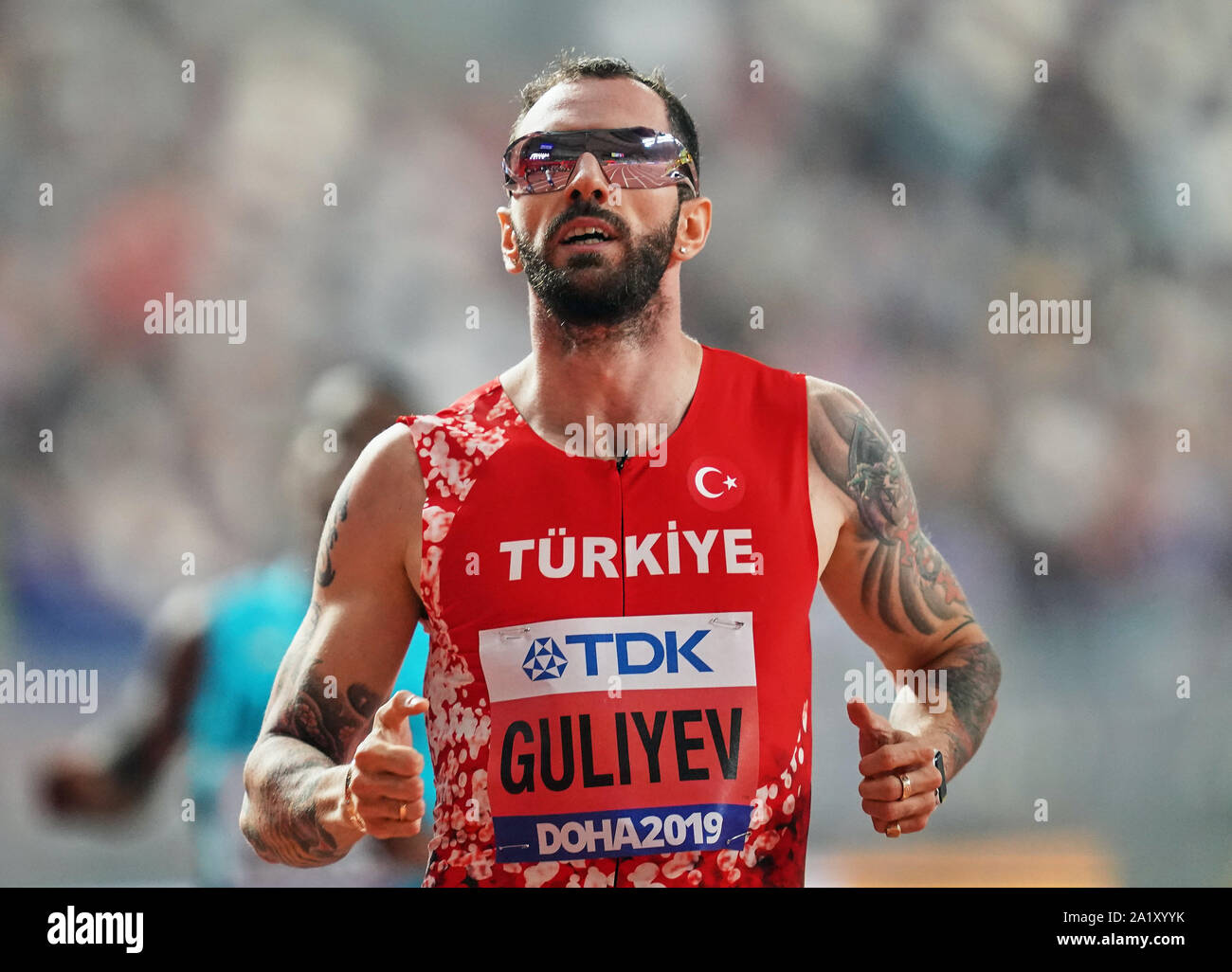 Doha, Qatar. 29th Sep, 2019. Ramil Guliyev of Turkey competing in the ...