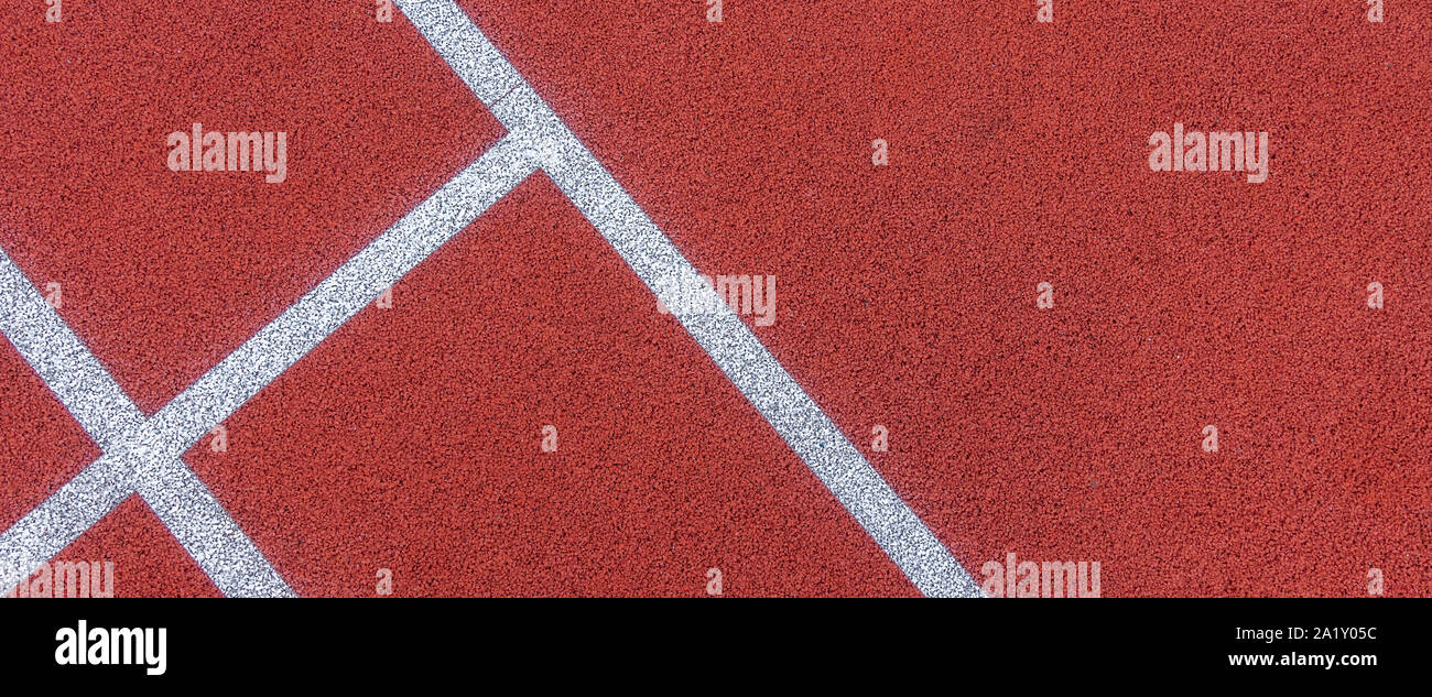 Colorful sports court background. Top view to red field rubber ground ...