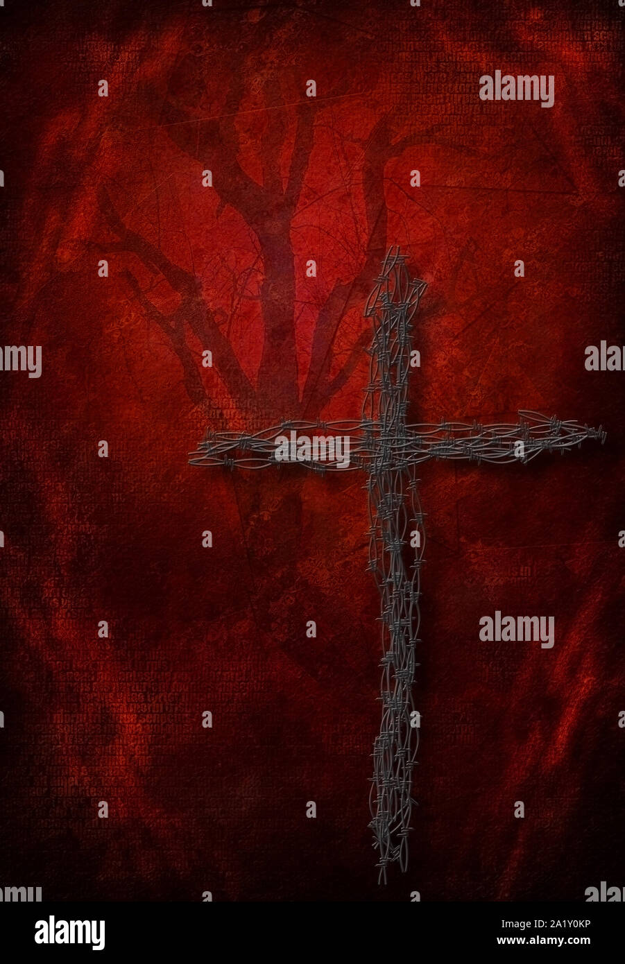 Cross made of barbed wire Stock Photo - Alamy