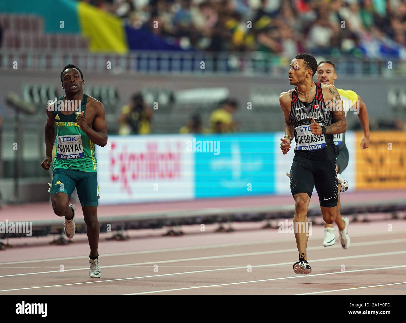 Doha, Qatar. 29th Sep, 2019. Andre De Grasse of Canada competing in the ...