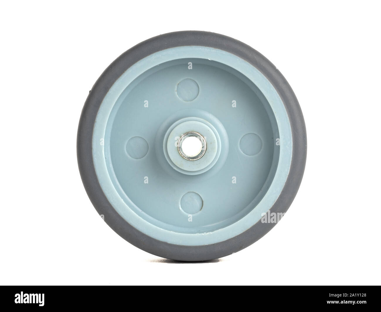 Wheel made of polyamide and gray rubber isolated on a white background ...