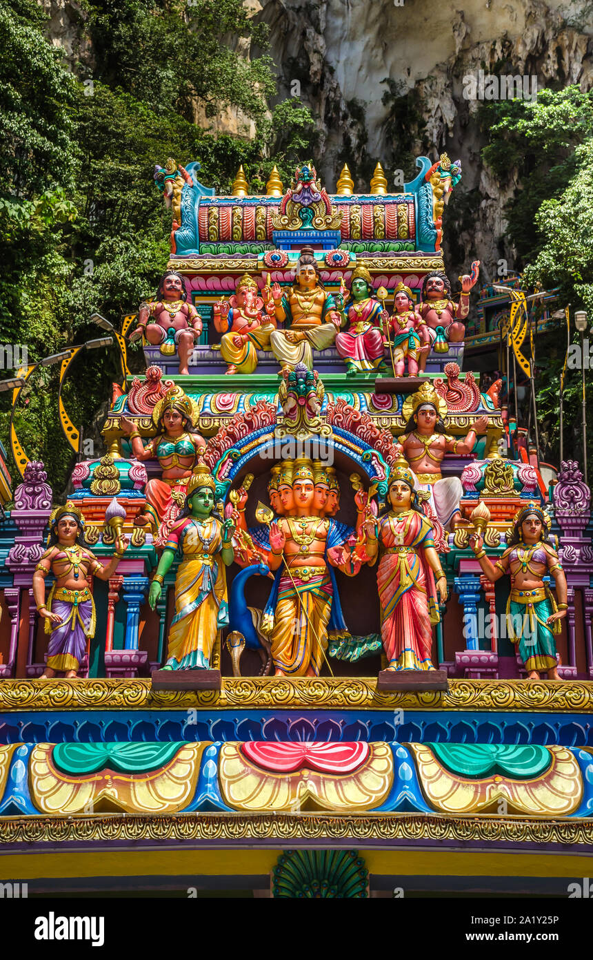 KUALA LAMPUR, MALAYSIA - DECEMBER 18, 2018: Colorful Statues of various ...