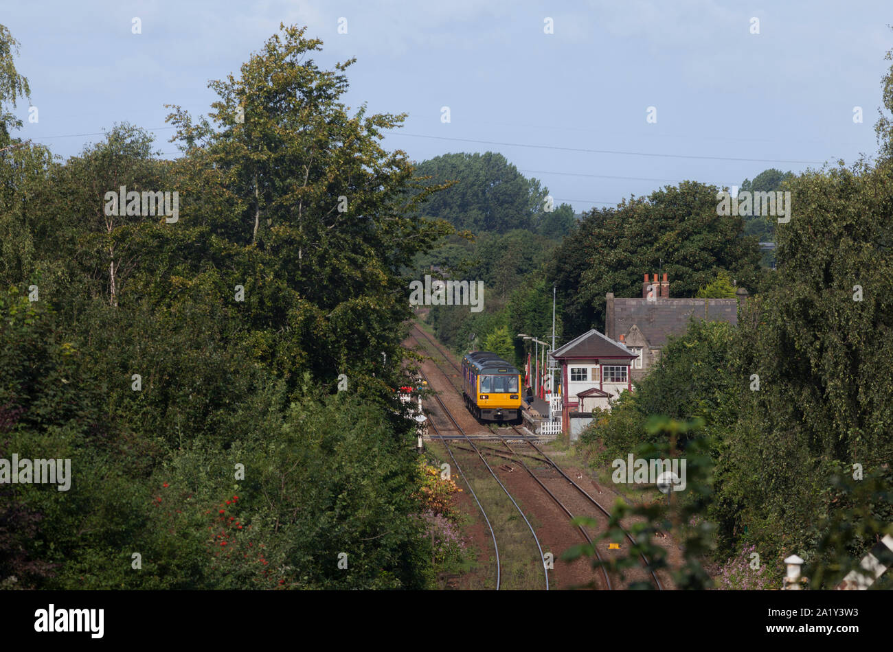 2 Arriva Northern rail class 142 pacer trains calling at Parbold ...