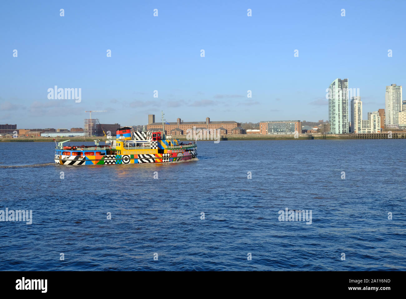 Seacombe Ferry across the Mersey between Birkenhead and Liverpool Stock ...