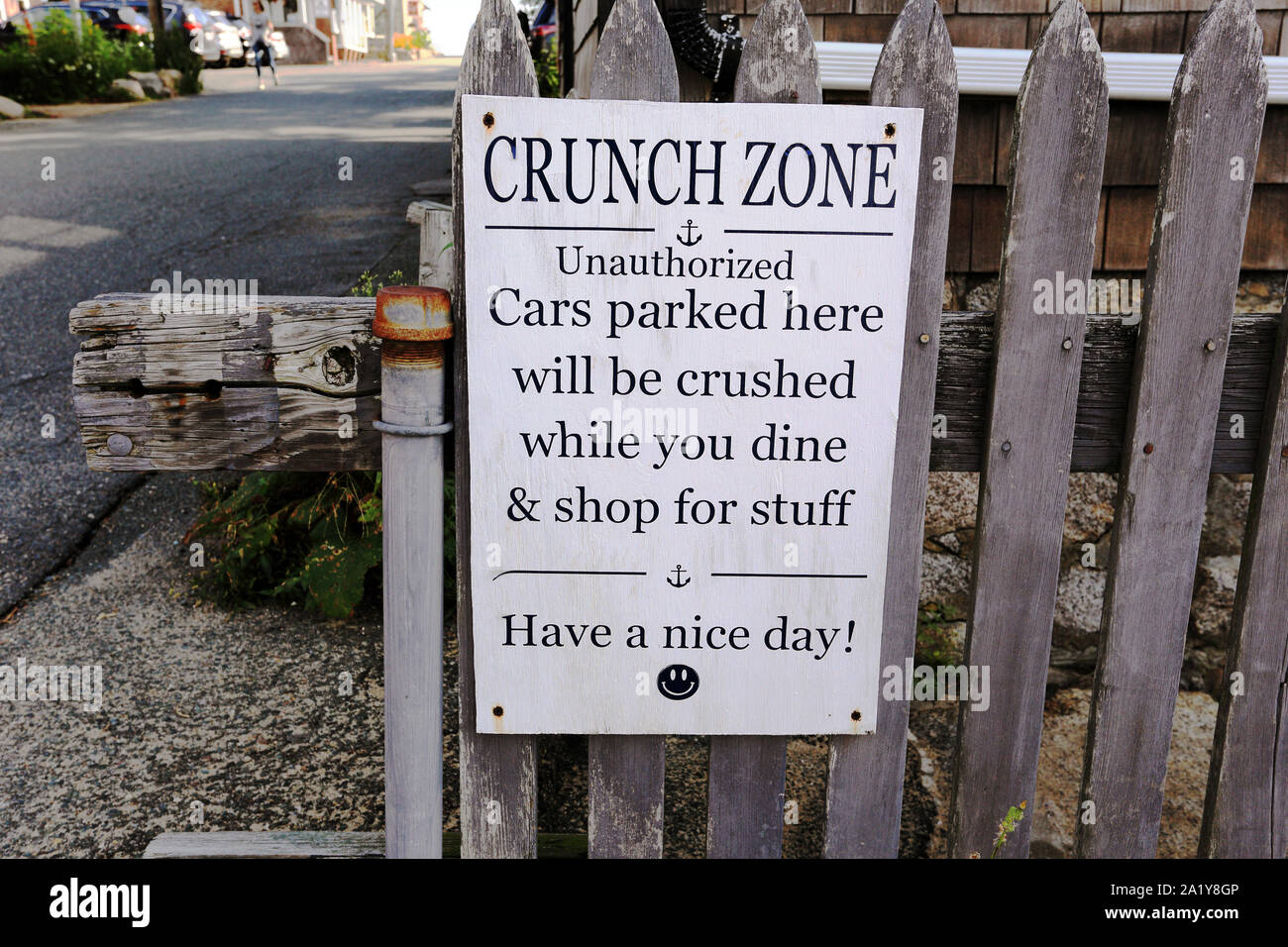 Humorous no parking sign Rockport Massachusetts Stock Photo - Alamy