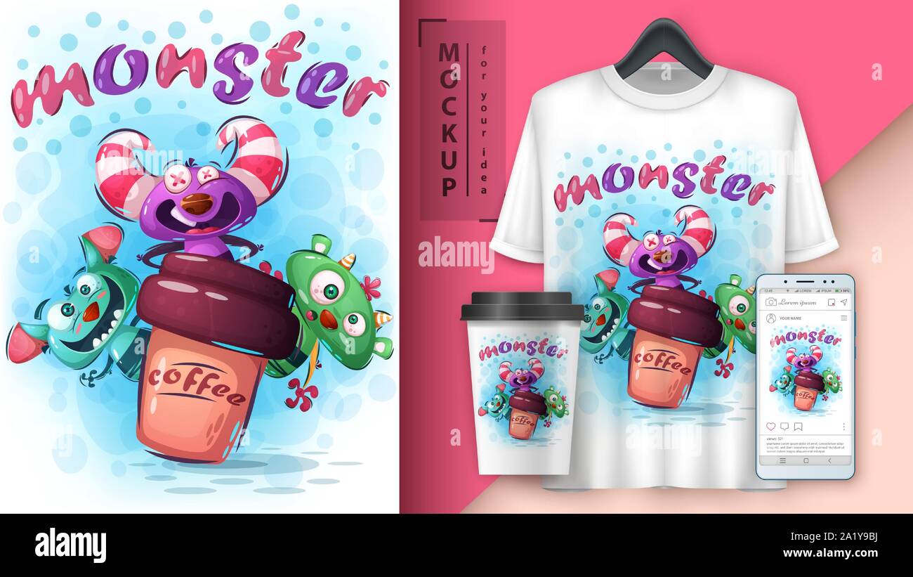 Horror monster poster and merchandising Stock Vector Image & Art - Alamy