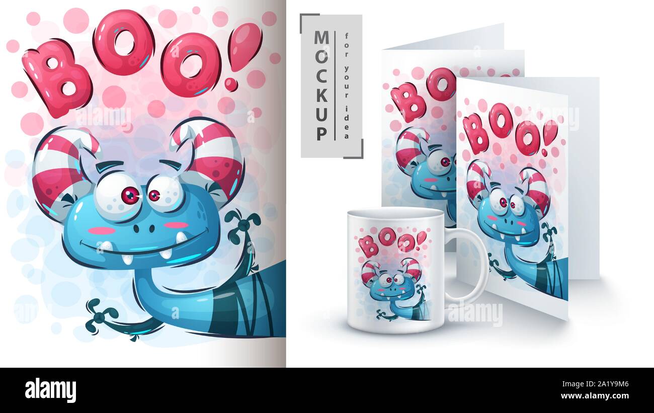 Cute monster poster and merchandising Stock Vector Image & Art - Alamy