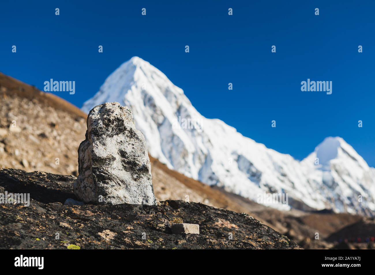 Rocks and stones on the way to Pumo Ri mountain in Himalayas, Nepal ...