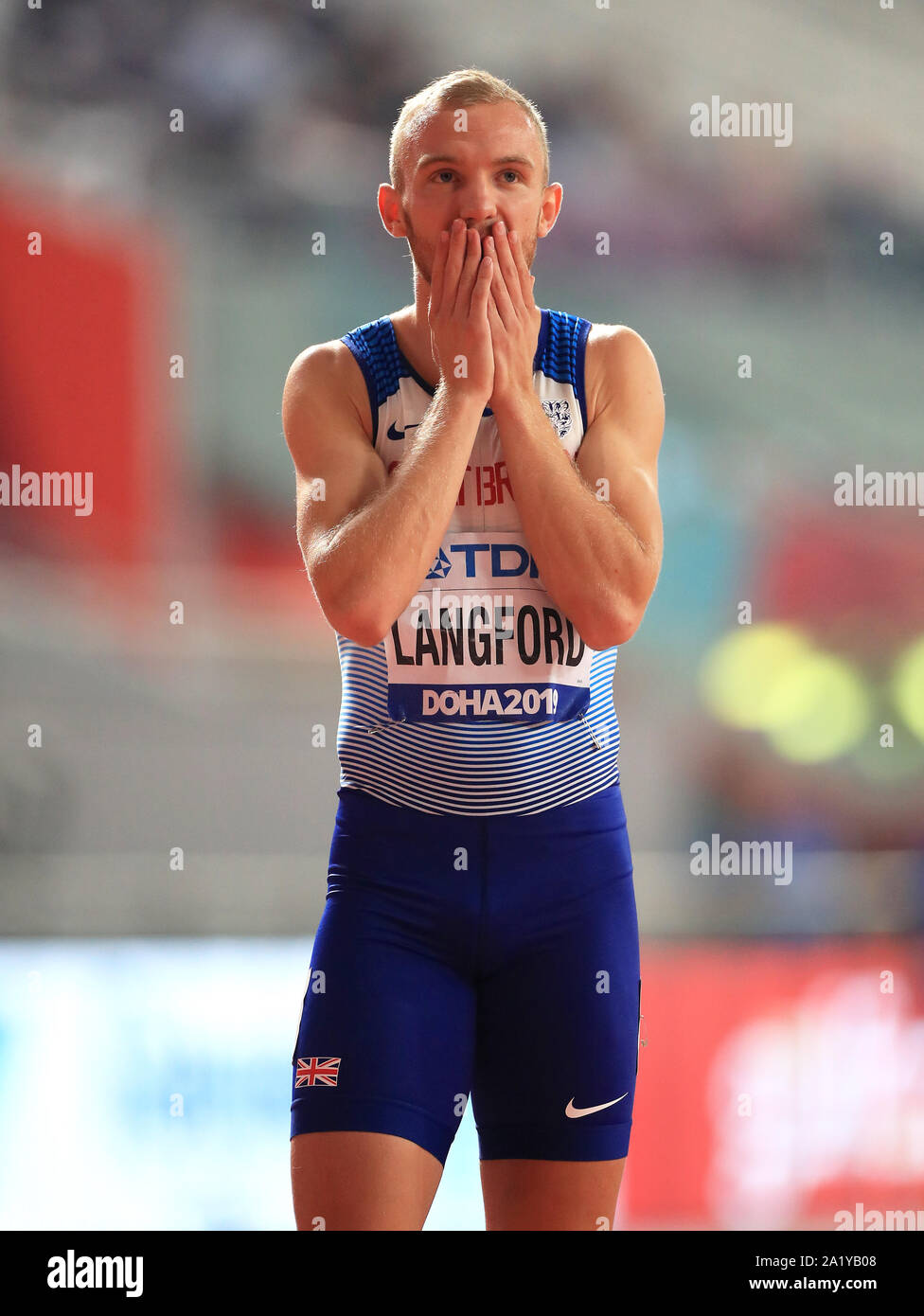 Great Britain's Kyle Langford reacts after the 3rd heat of the 800 ...