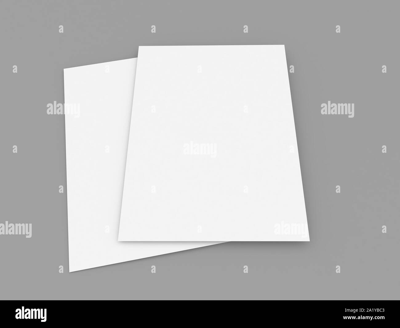 Two paper sheets on a gray background. 3d render illustration Stock ...