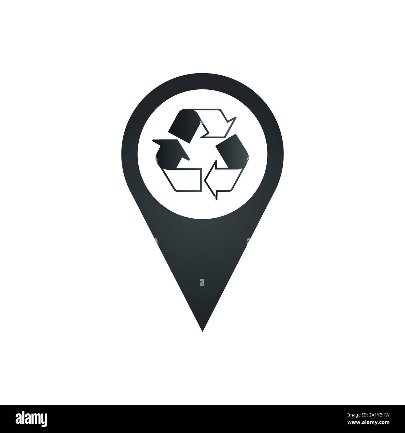 Recycle symbol inside map pin. Location pointer Conceptual icon. Stock ...