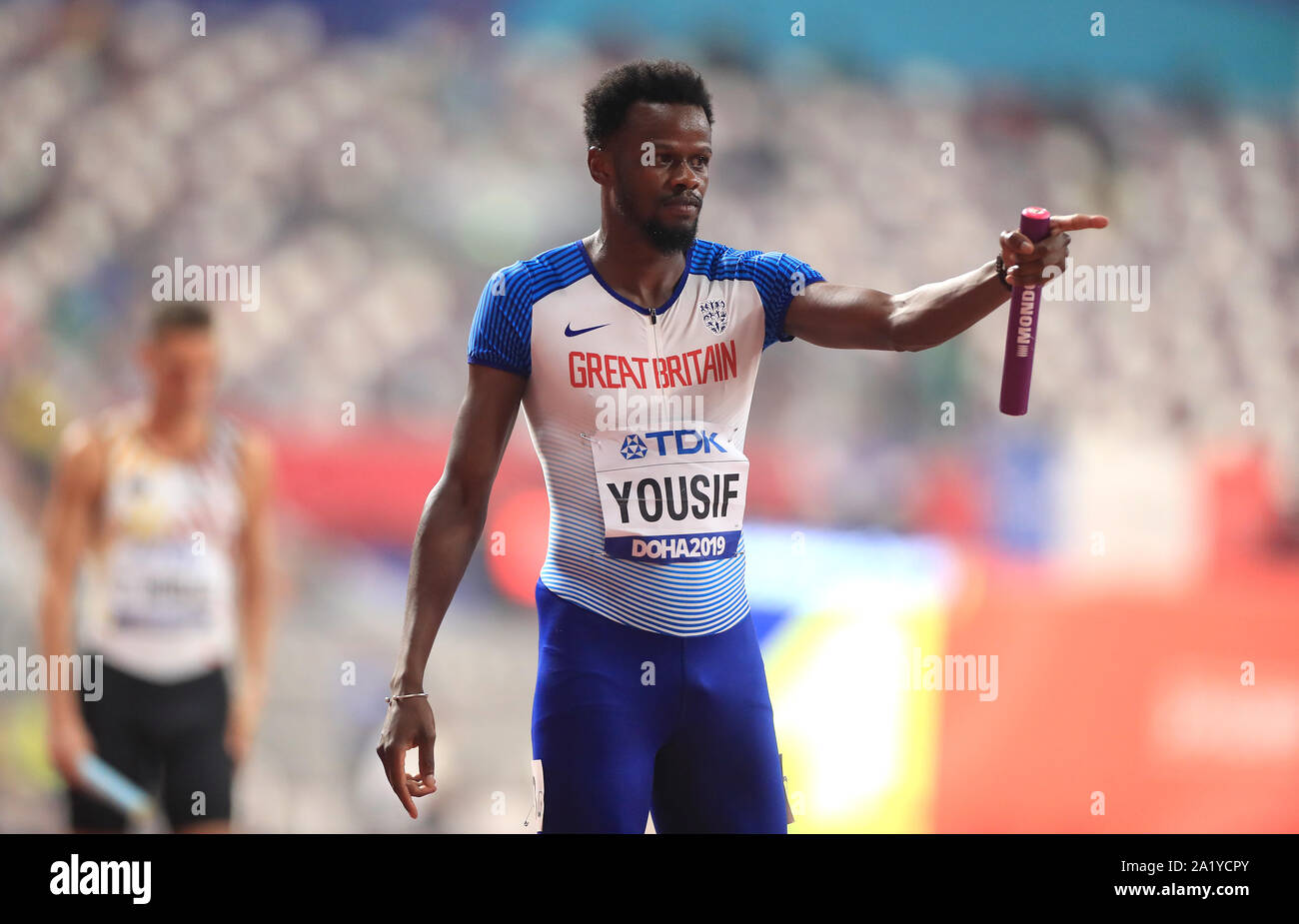 USA's Courtney Okolo (left), Michael Cherry, Allyson Felix and Wilbert ...