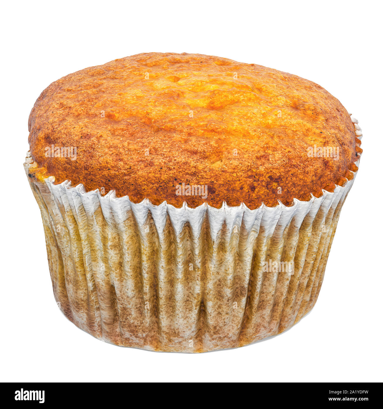 Cupcake close-up 3d rendering with realistic texture isolated on white ...