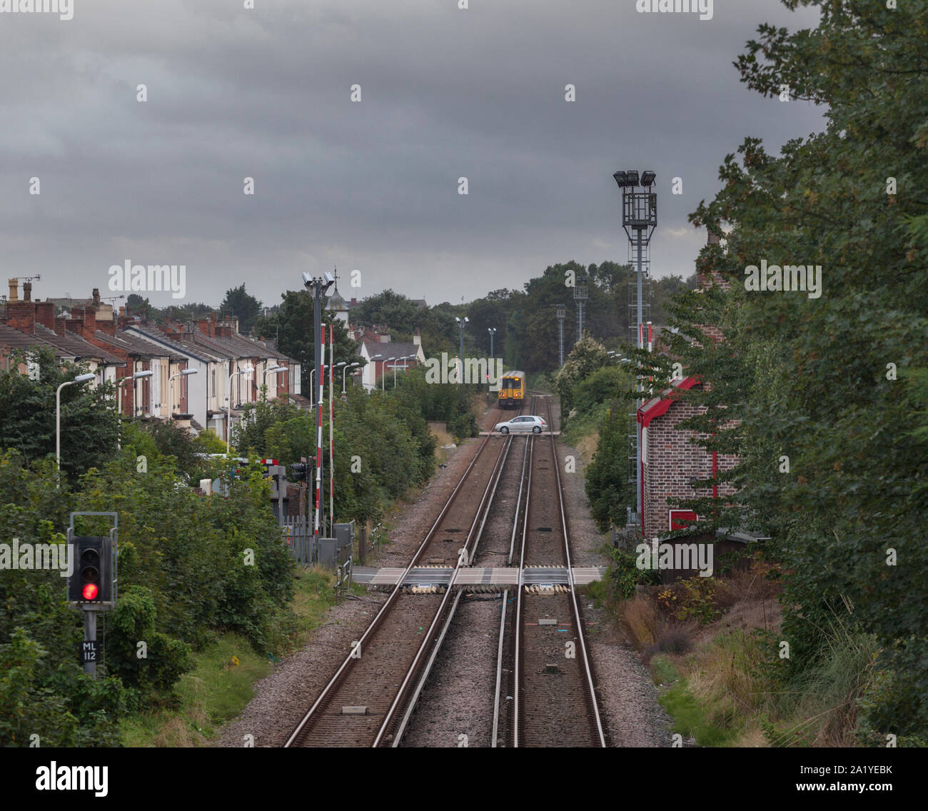 2 Merseyrail class 507 electric trains departing from Southport on the ...