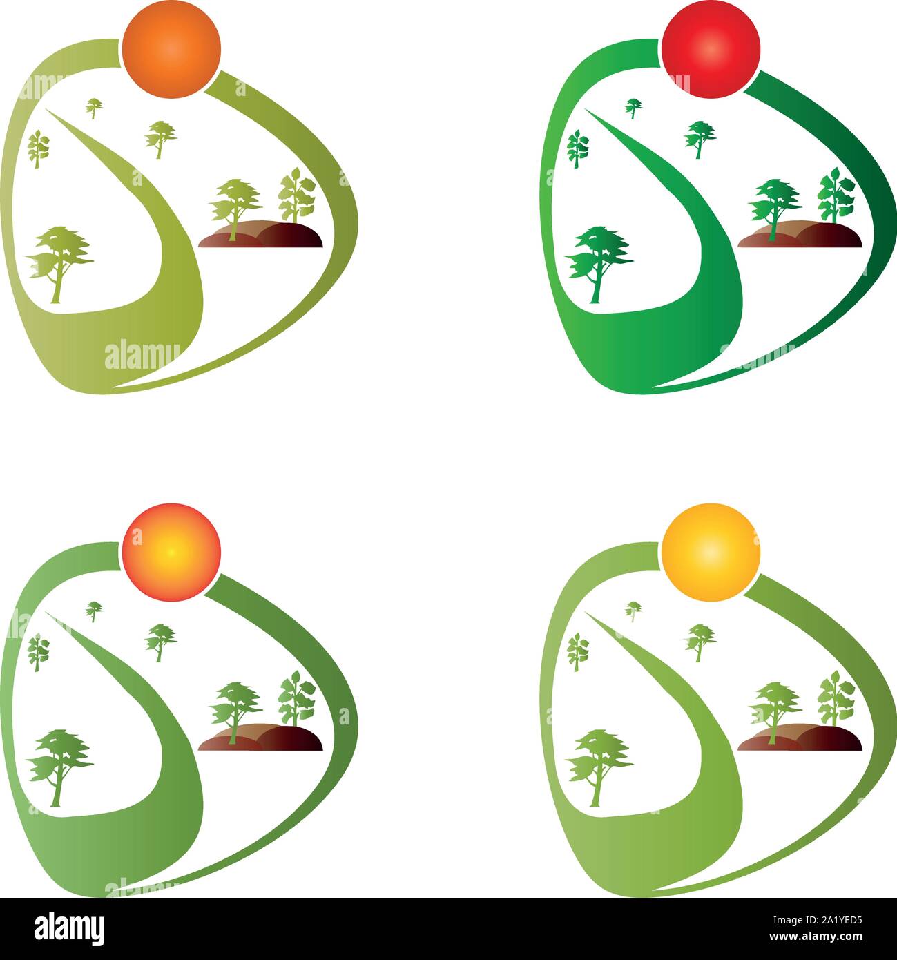 Trees, sun, landscape, gardener, logo Stock Vector Image & Art - Alamy