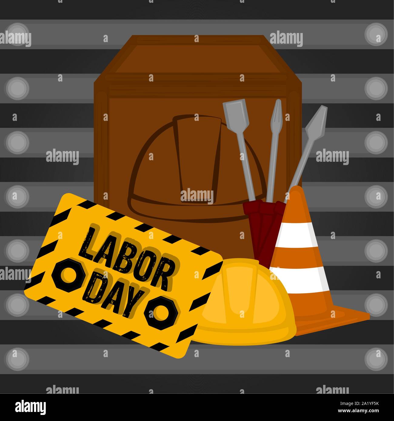 Labor day poster with a construction tools - Vector Stock Vector Image ...