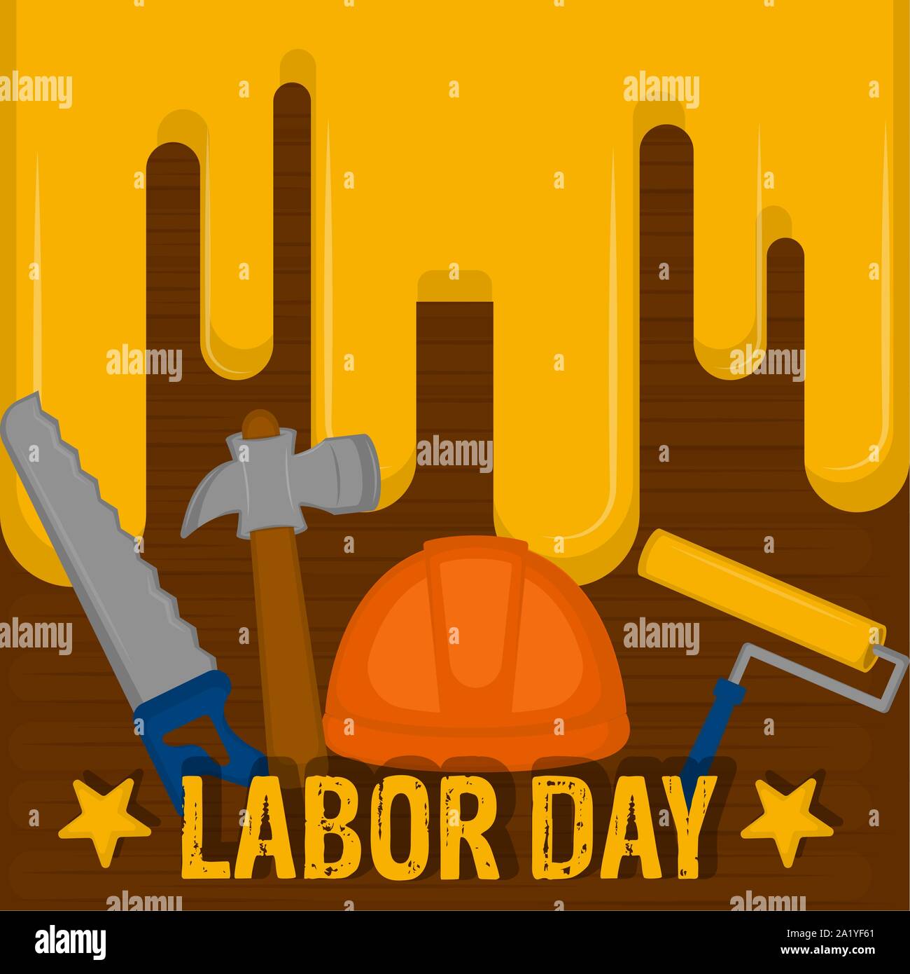 Labor day poster with a construction tools - Vector Stock Vector Image ...