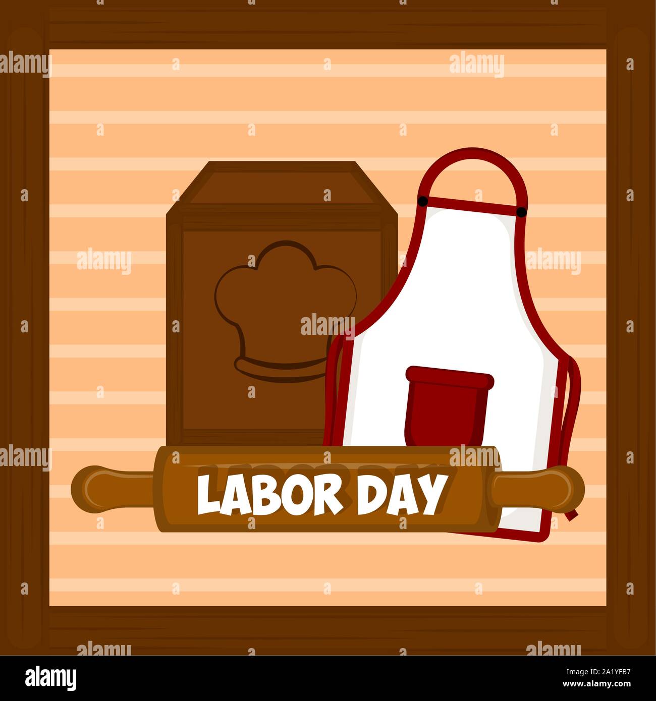 Labor day poster with a cutting board, rolling pin and apron - Vector ...