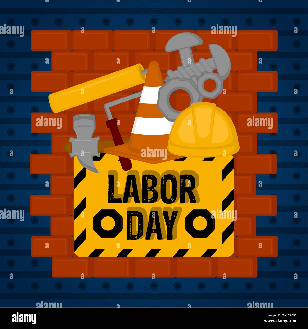 Labor day poster with a construction tools - Vector Stock Vector Image ...
