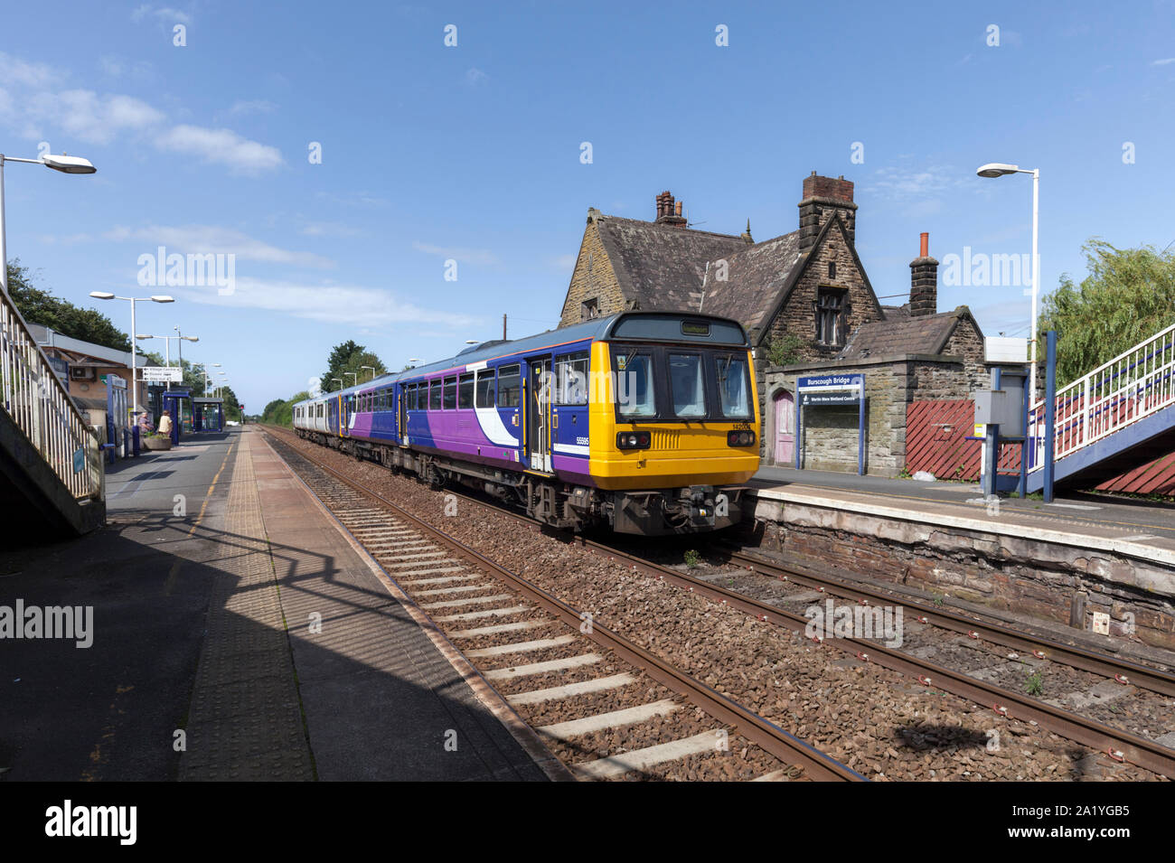 Arriva Northern Rail class 142 pacer + class 150 sprinter at Burscough Bridge railway station ...