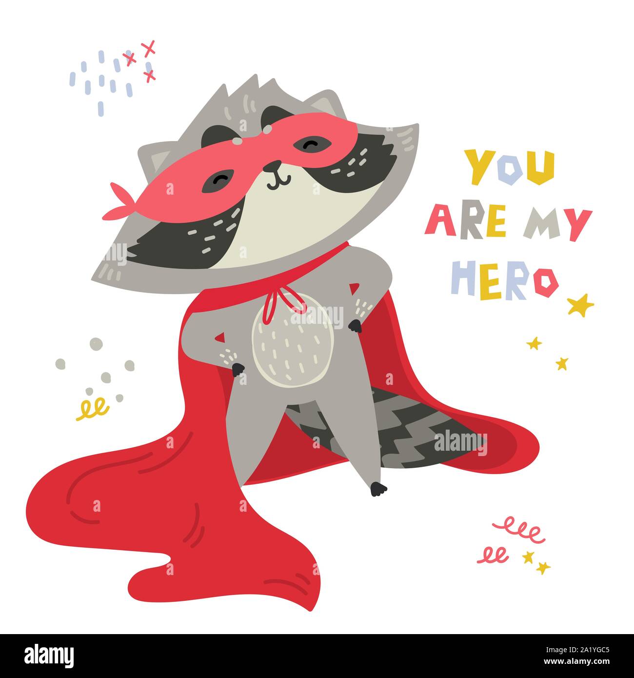 Cute raccoon in superhero costume Stock Vector Image & Art - Alamy