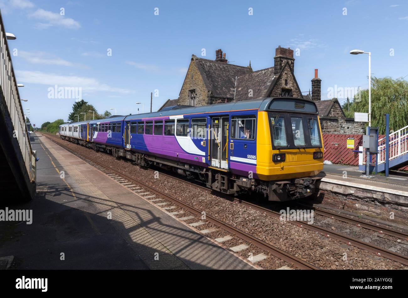 Arriva Northern Rail class 142 pacer + class 150 sprinter at Burscough Bridge railway station ...